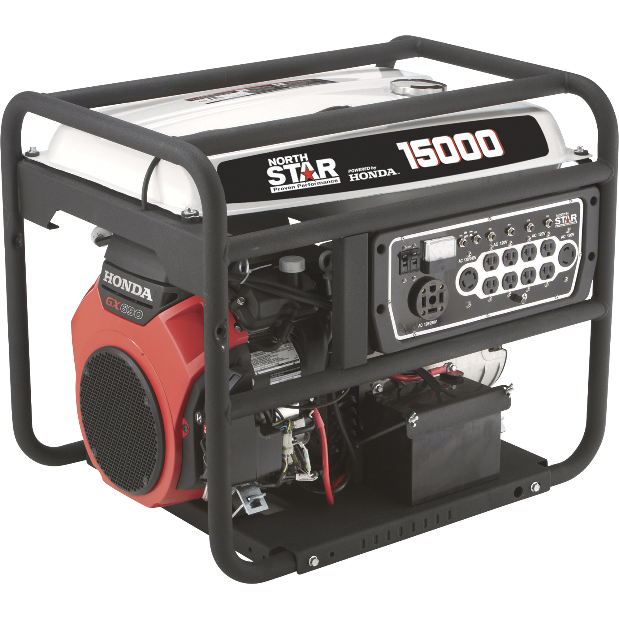 NorthStar Portable Generator with Honda GX690 Engine, 15,000 Surge Watts, 13,500 Rated Watts ...